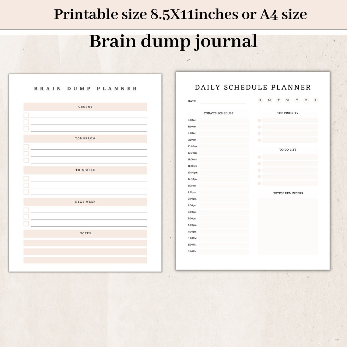Printable Brain Dump Journal | Brain Dump Journal | A4, US Letter ...