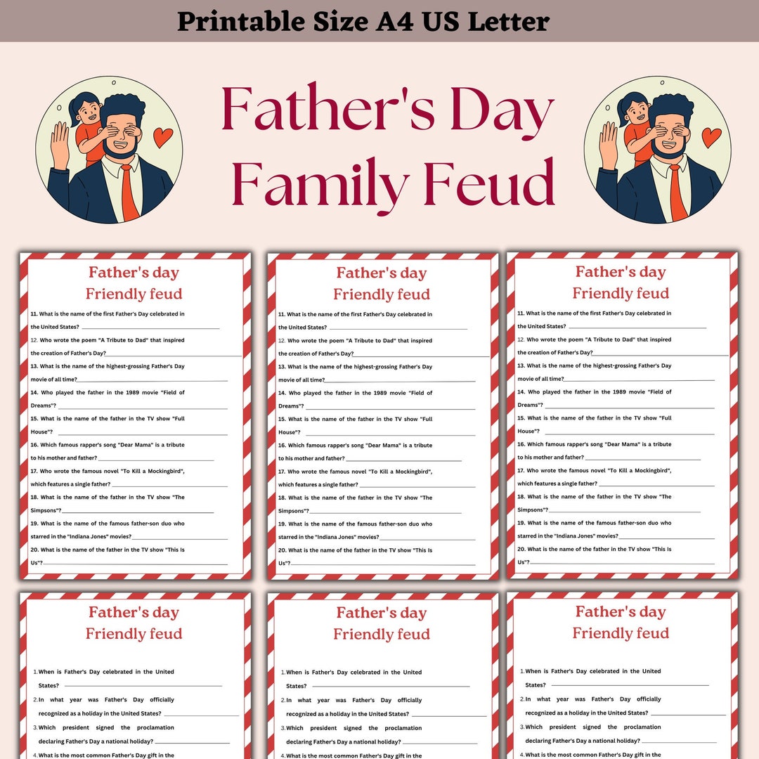 Father's Day Feud Printable Game - Fun Family Activity for Dad's ...