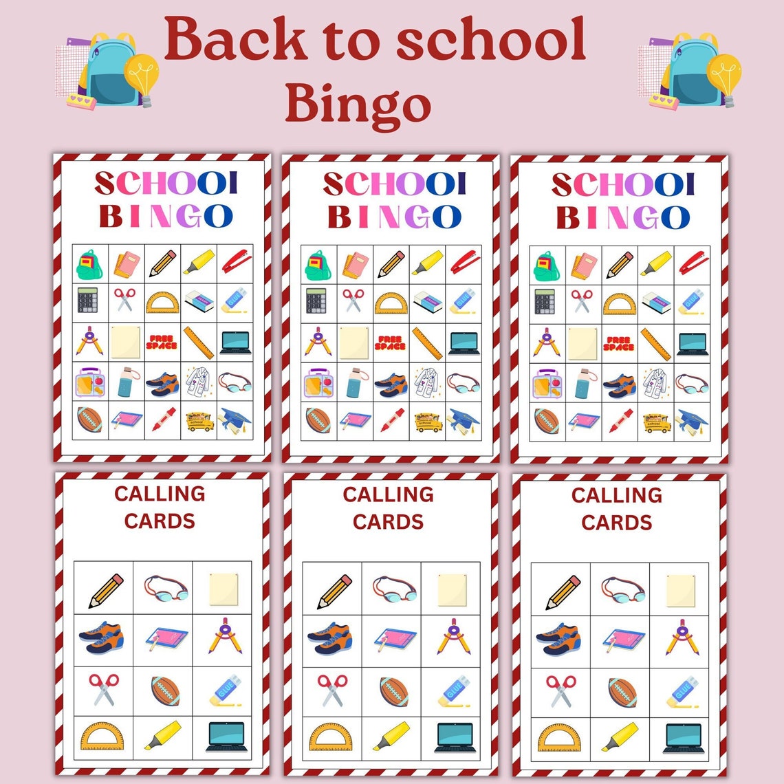 Back to School Game, School Bingo, Printable Bingo, | Back to School ...