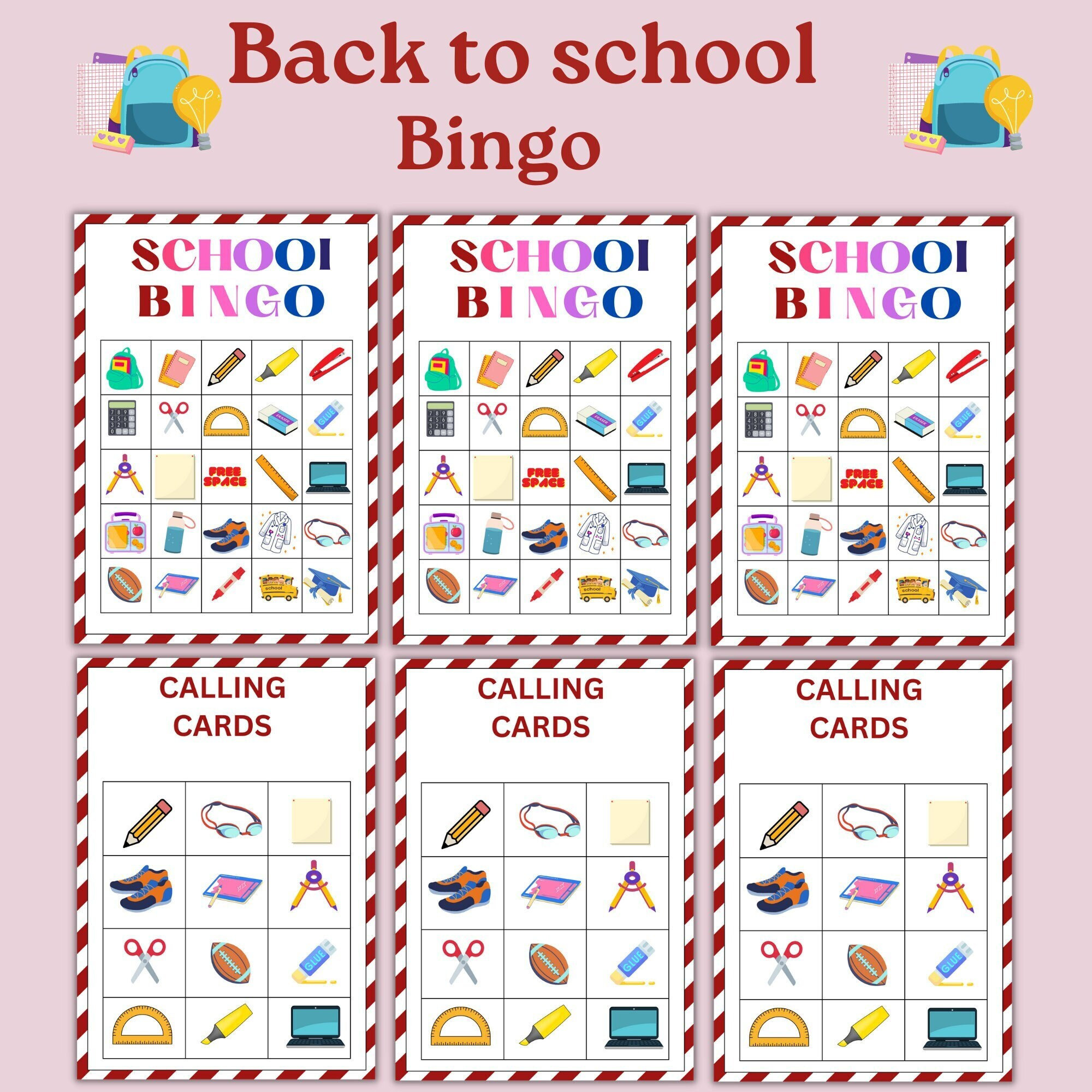 Back to School Game, School Bingo, Printable Bingo, | Back to School ...
