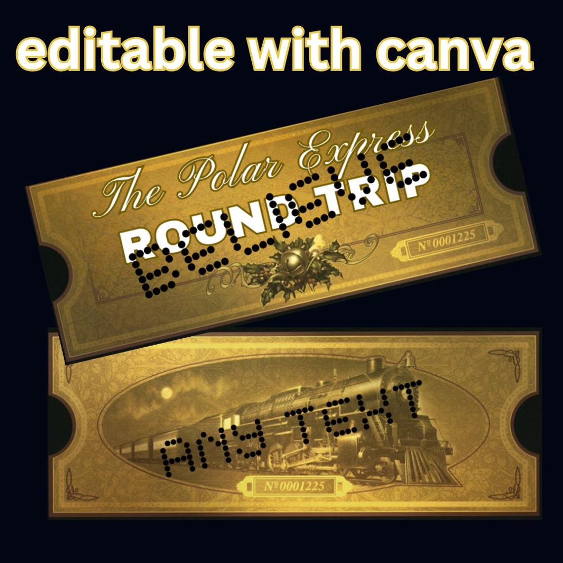 Personalized Polar Express Ticket Printable - Editable Canva Template ...