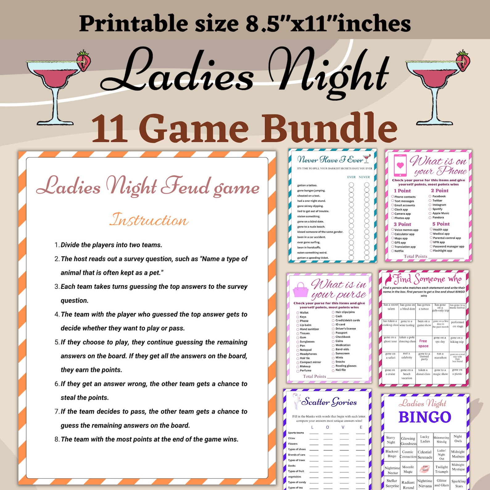 Ladies Night Games Bundle, Feud, Scattergories, Never Have I Ever ...