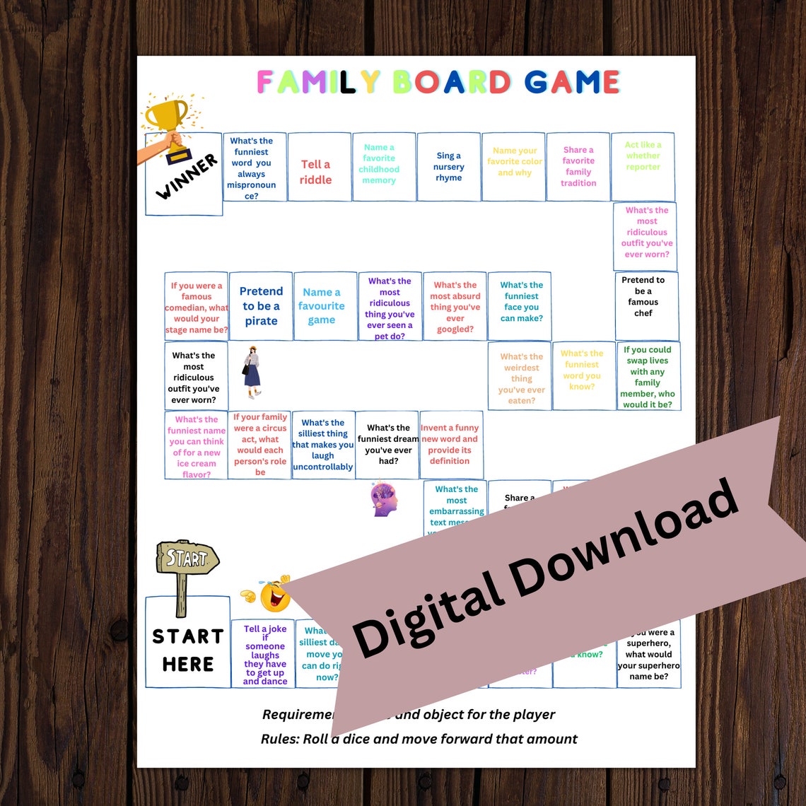 Family Fun Board Game Interactive & Entertaining, Instant Download ...