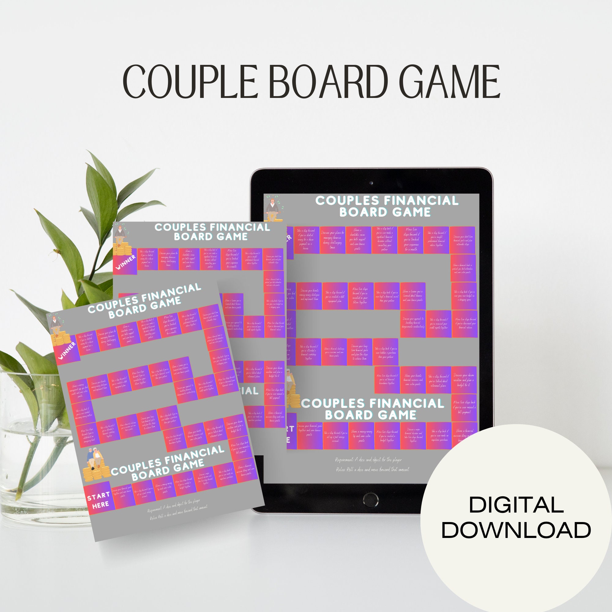 Couple Financial Board Game - Printable Digital Download for Money ...
