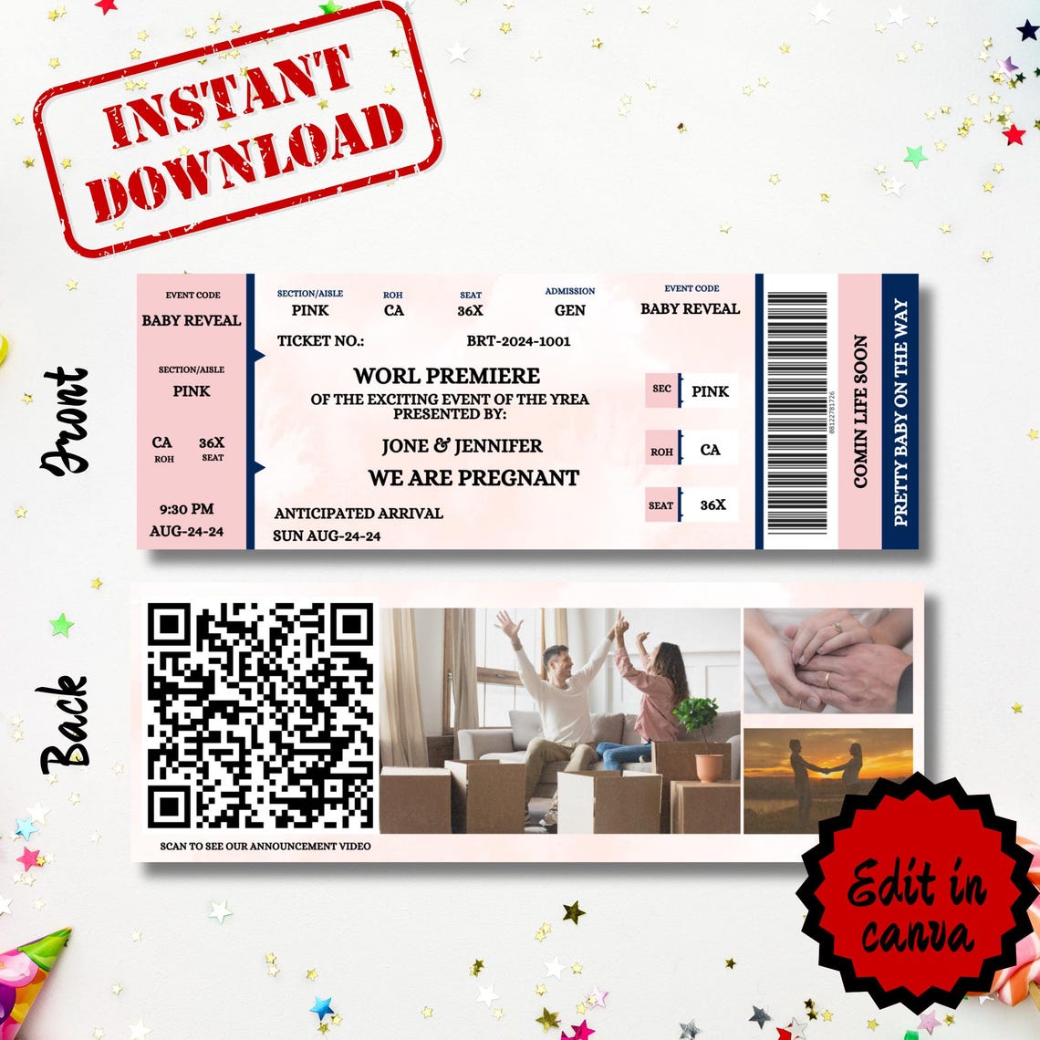 Editable Birthday Ticket | Editable Birthday Ticket Template | DIY ...