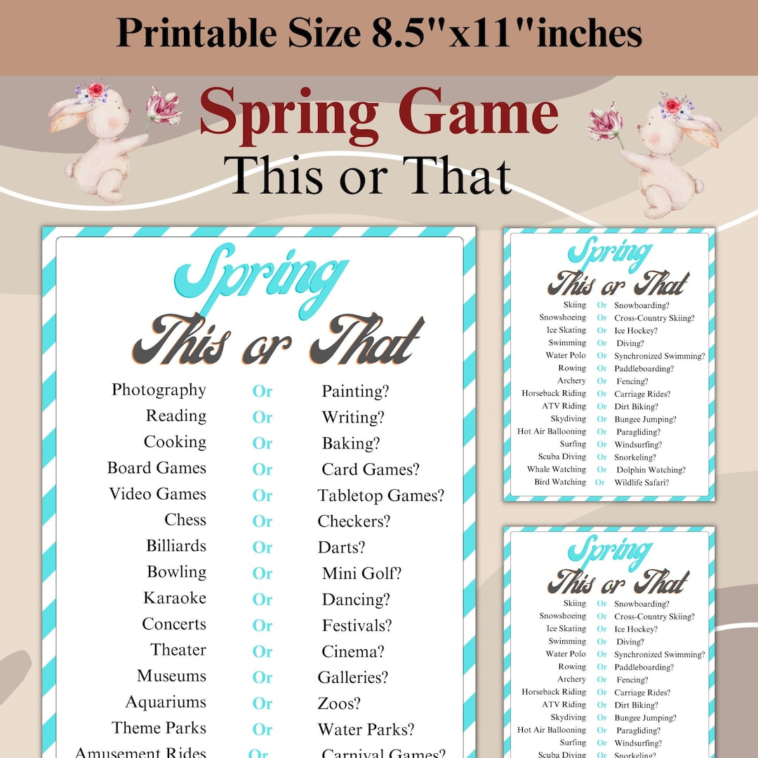 Spring "this or That" Game, Printable Spring "this or That" Game ...