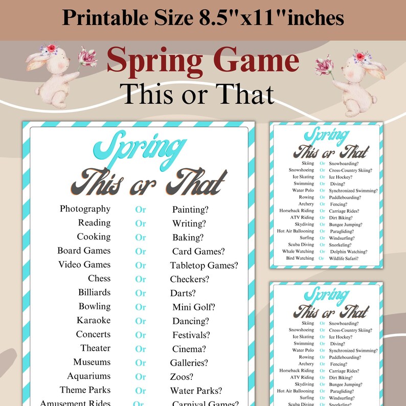 Spring "this or That" Game, Printable Spring "this or That" Game ...