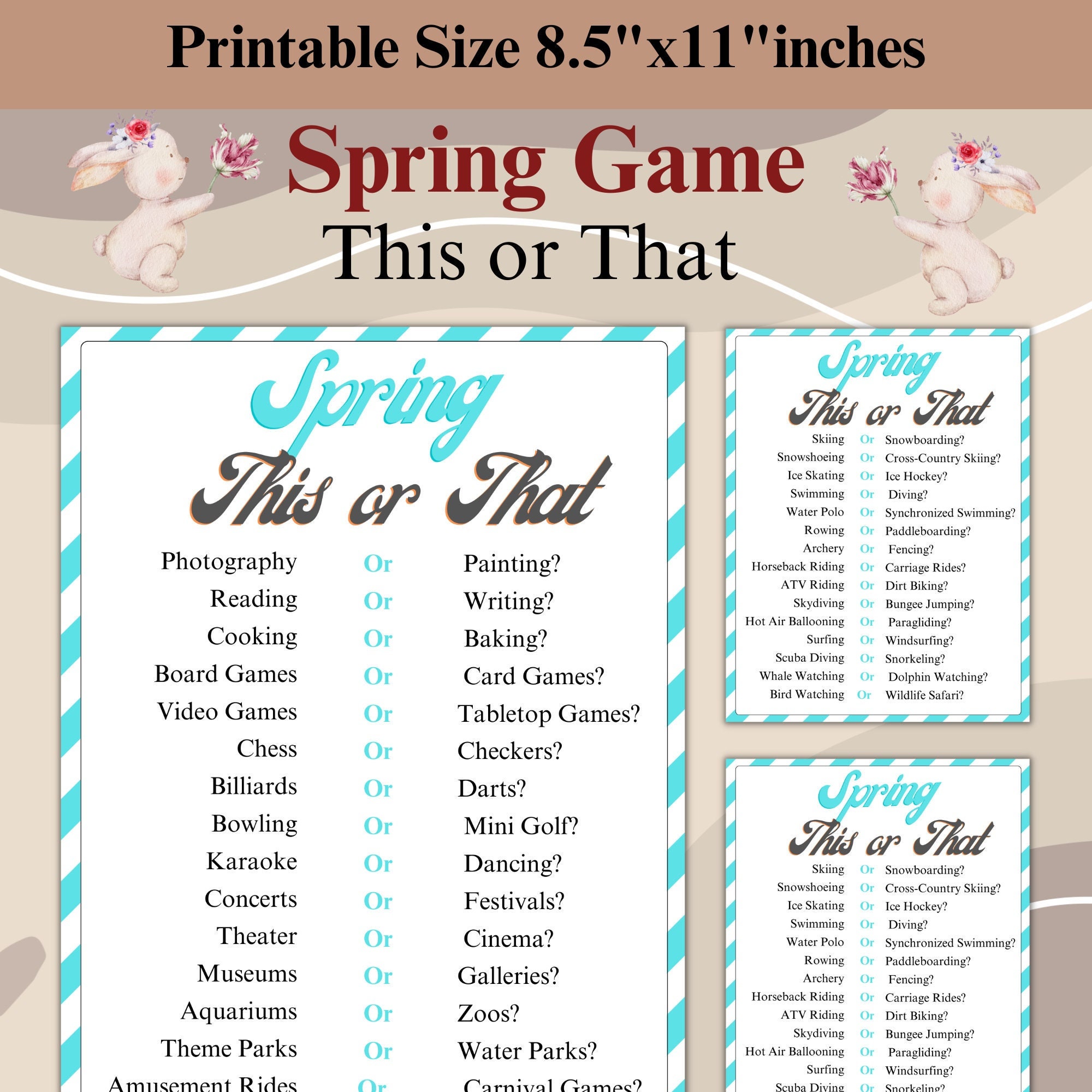 Spring "this or That" Game, Printable Spring "this or That" Game ...