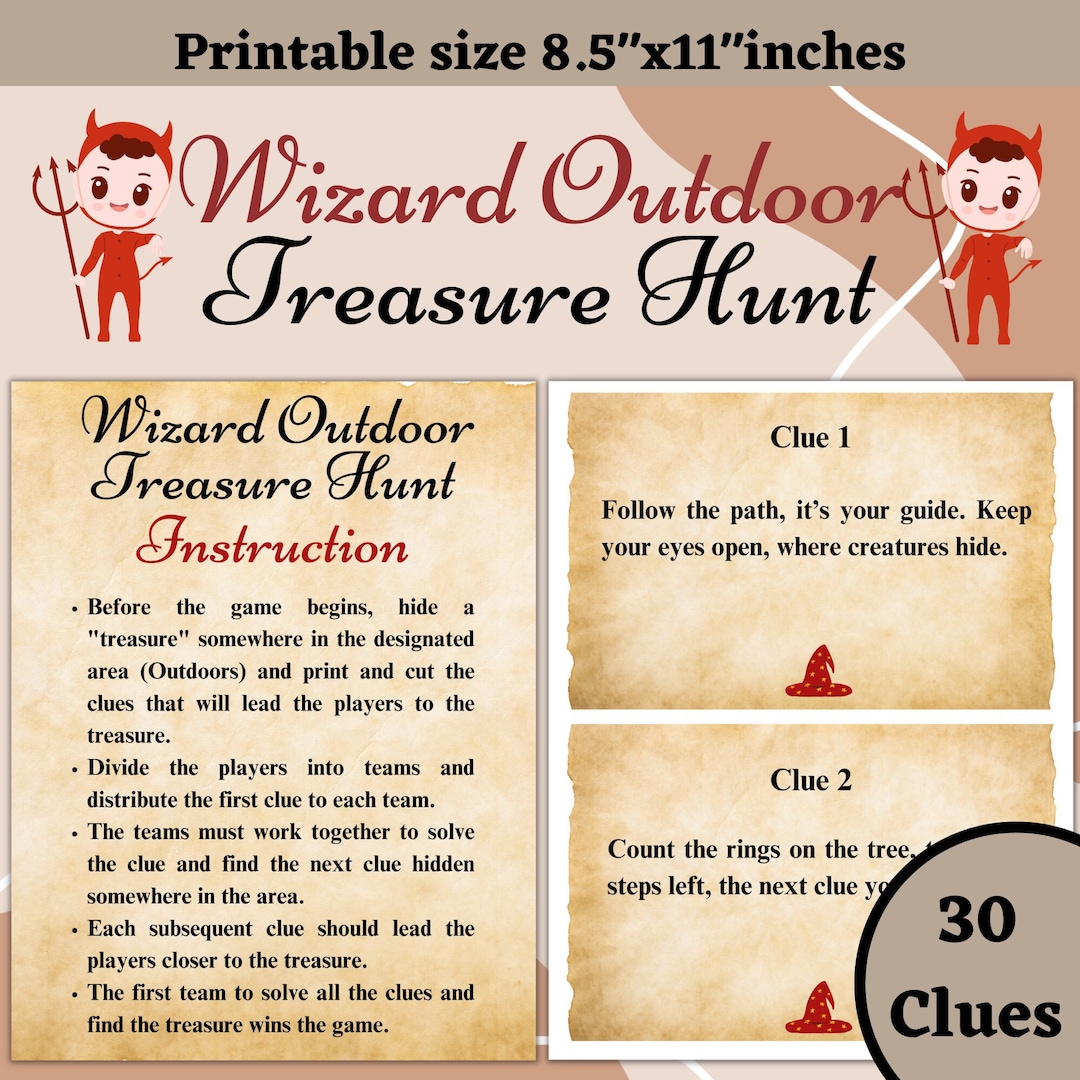 Wizard Outdoor Treasure Hunt Game, Family Adventure (instant Download ...