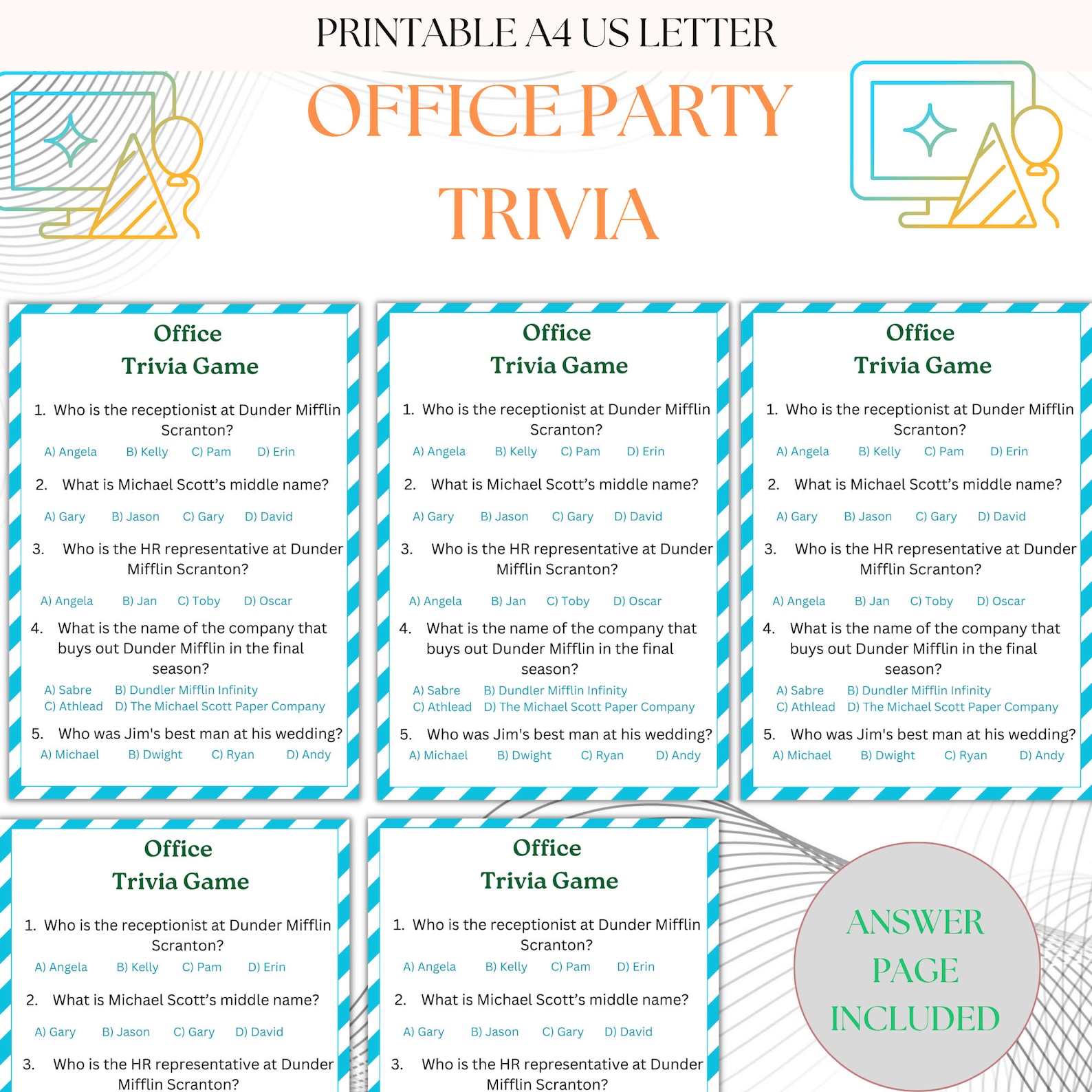 Office Party Feud Printable Game - Fun Team Building Activity Test Your ...