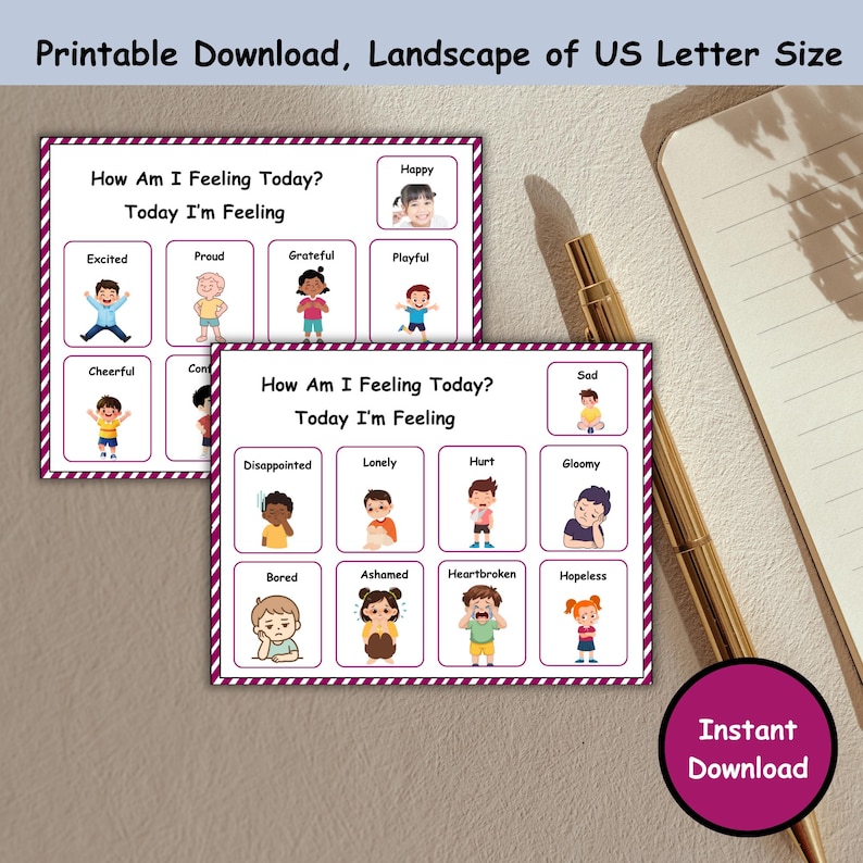 Feelings and Emotions Chart for Kids | Preschool Classroom Calm Corner ...