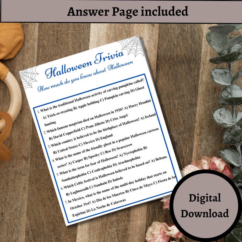 Spooky Halloween Trivia Game - Test Your Knowledge, Instant Download ...