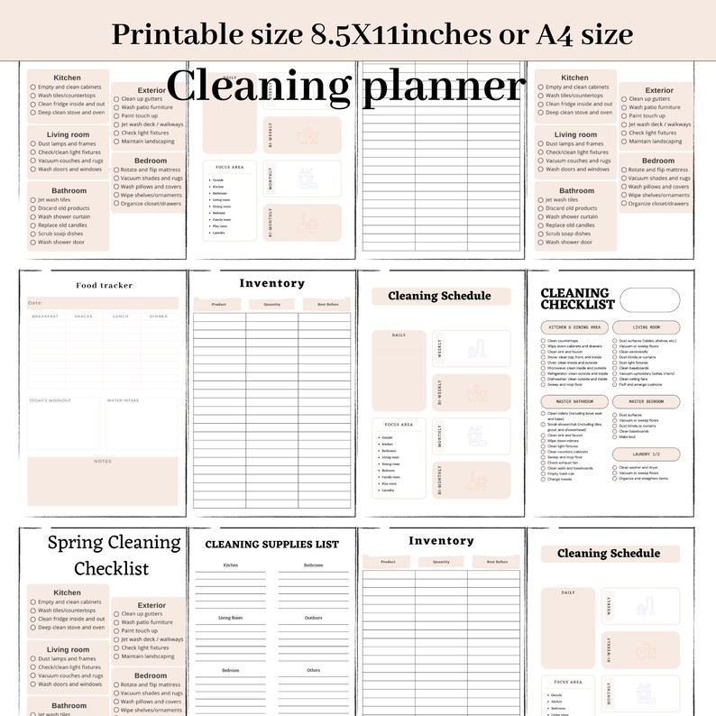 Printable Cleaning Planner House Cleaning Checklist - Etsy