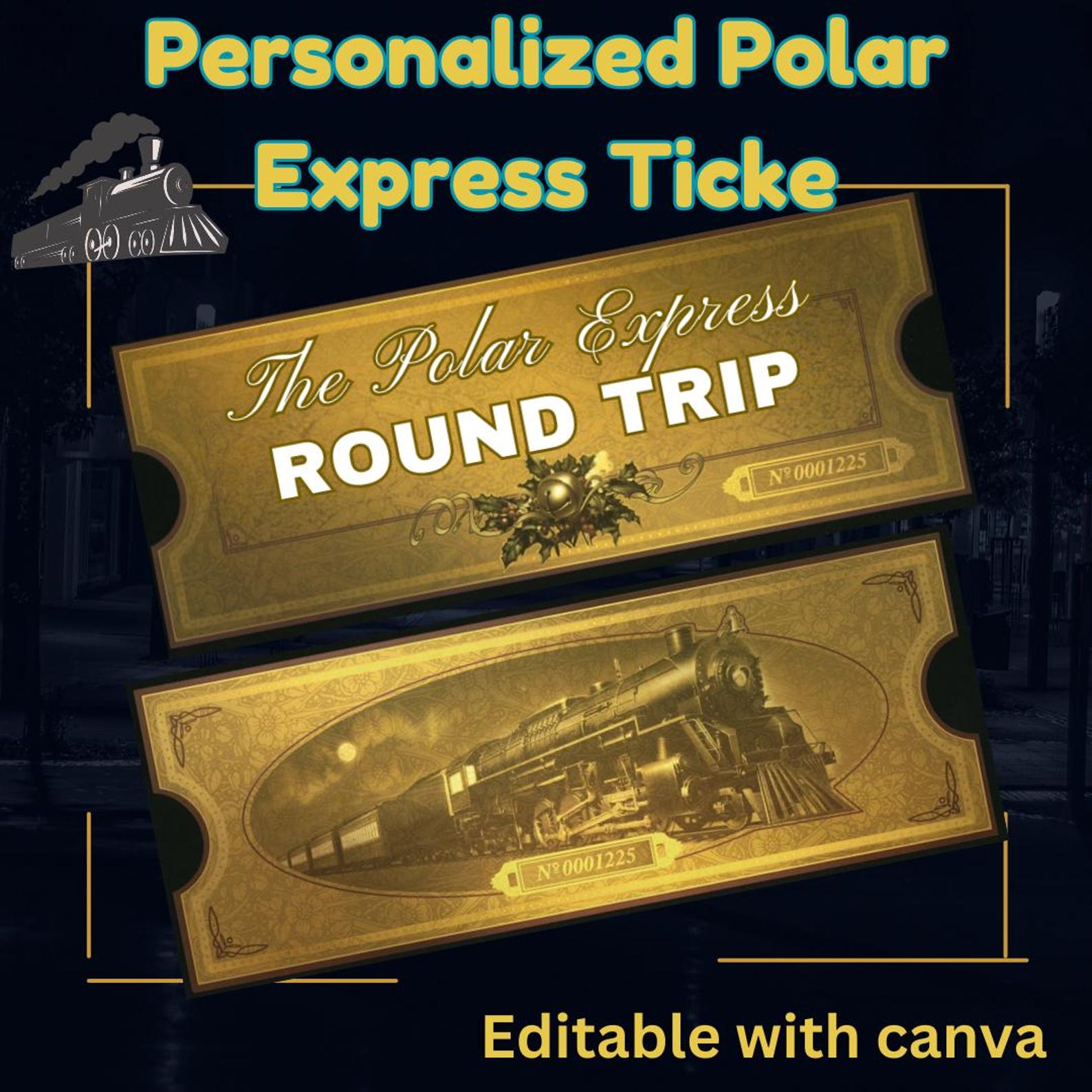 Personalized Polar Express Ticket – Editable Canva Template (digital ...