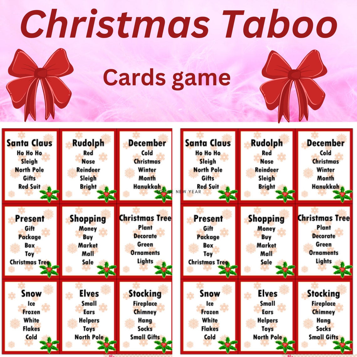 Christmas Taboo Game, Family Party Game, Printable Christmas Family ...