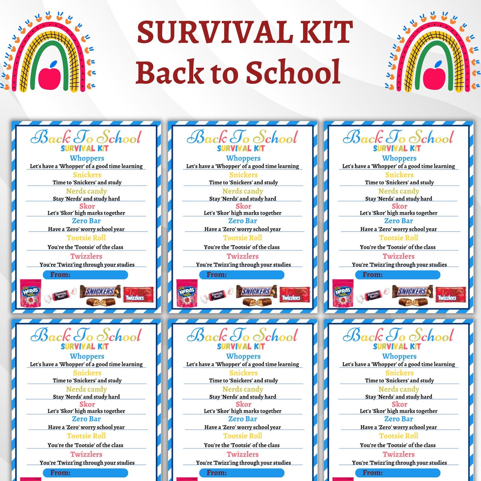 Back to School Survival Kit - Printable Back to School Survival Kit for ...