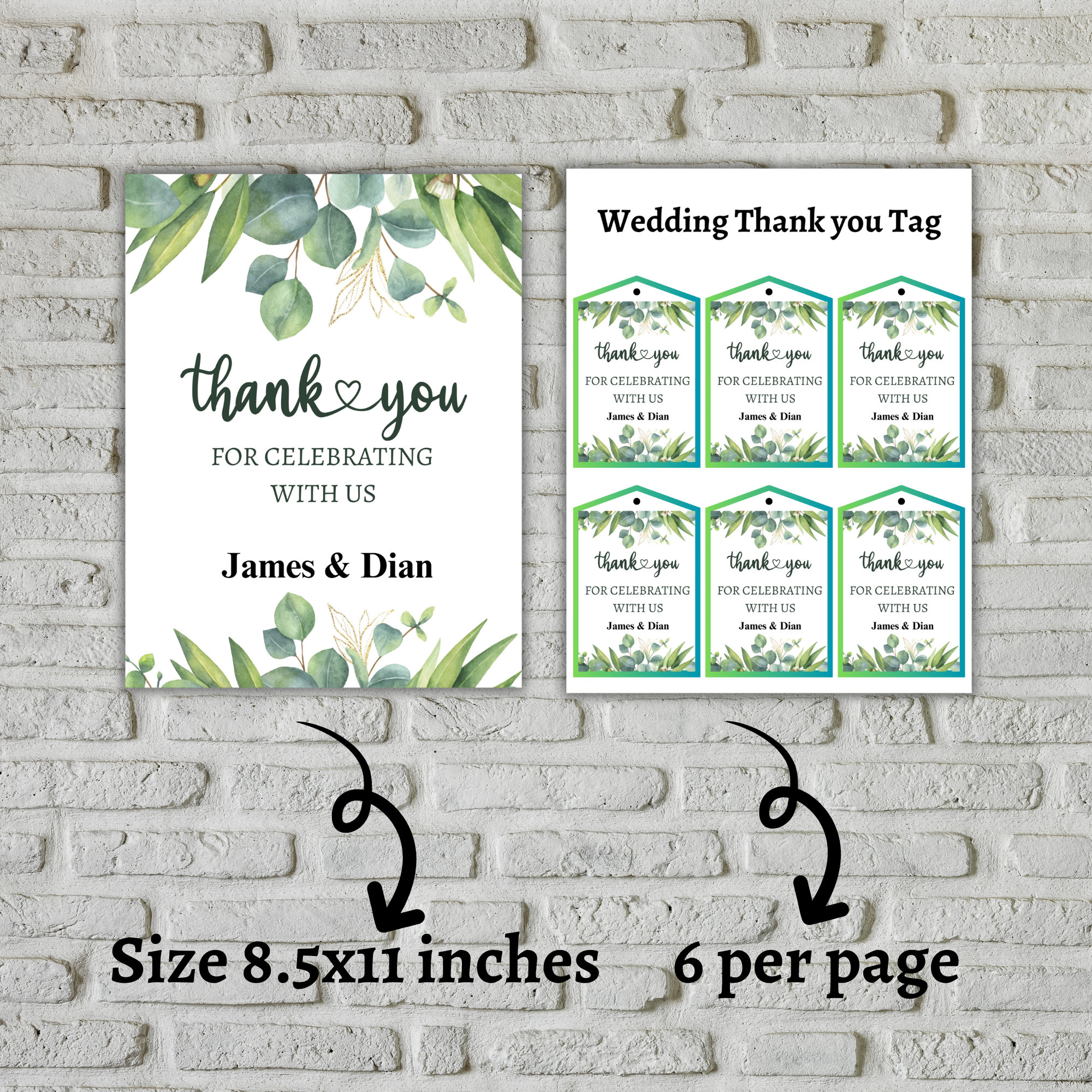 Elegant Wedding Thank You Tags – Printable Favor Tags (digital Download ...