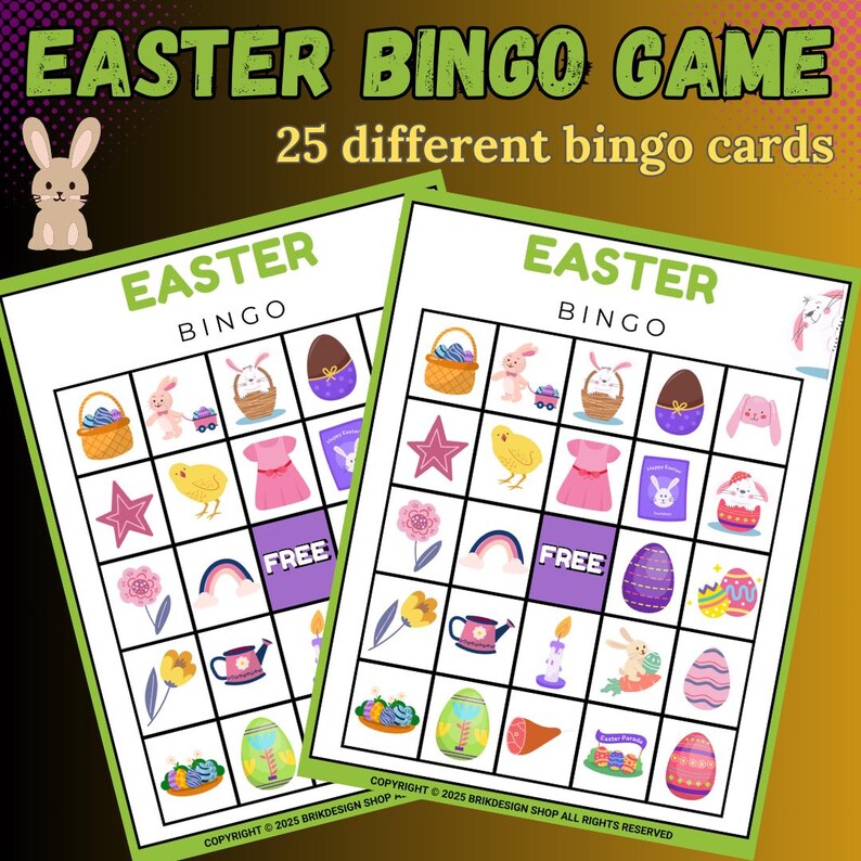 Printable Easter Bingo Game - 25 Unique Cards + 30 Easter-themed ...