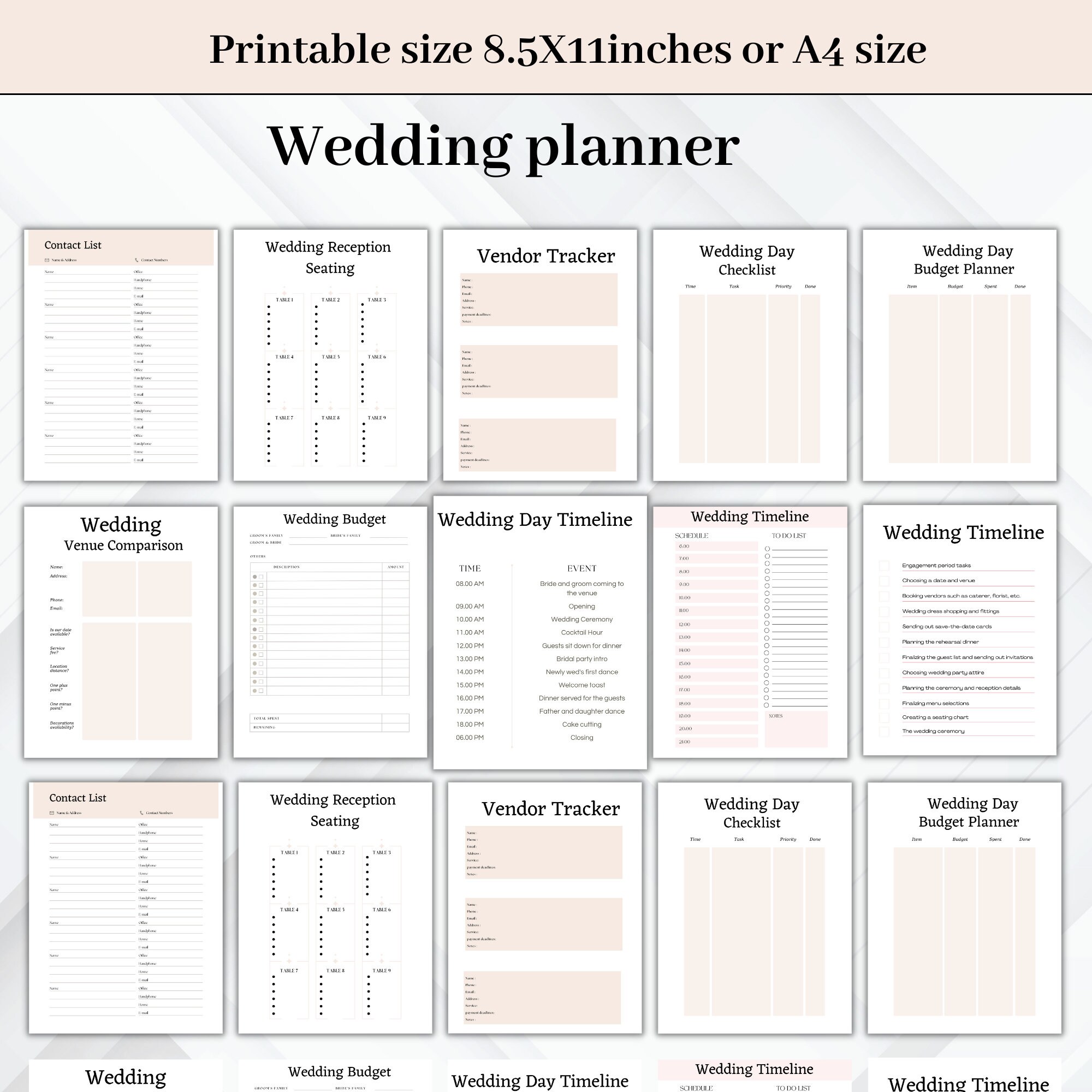 Wedding Planner Printable Printable Wedding Planner Pages - Etsy