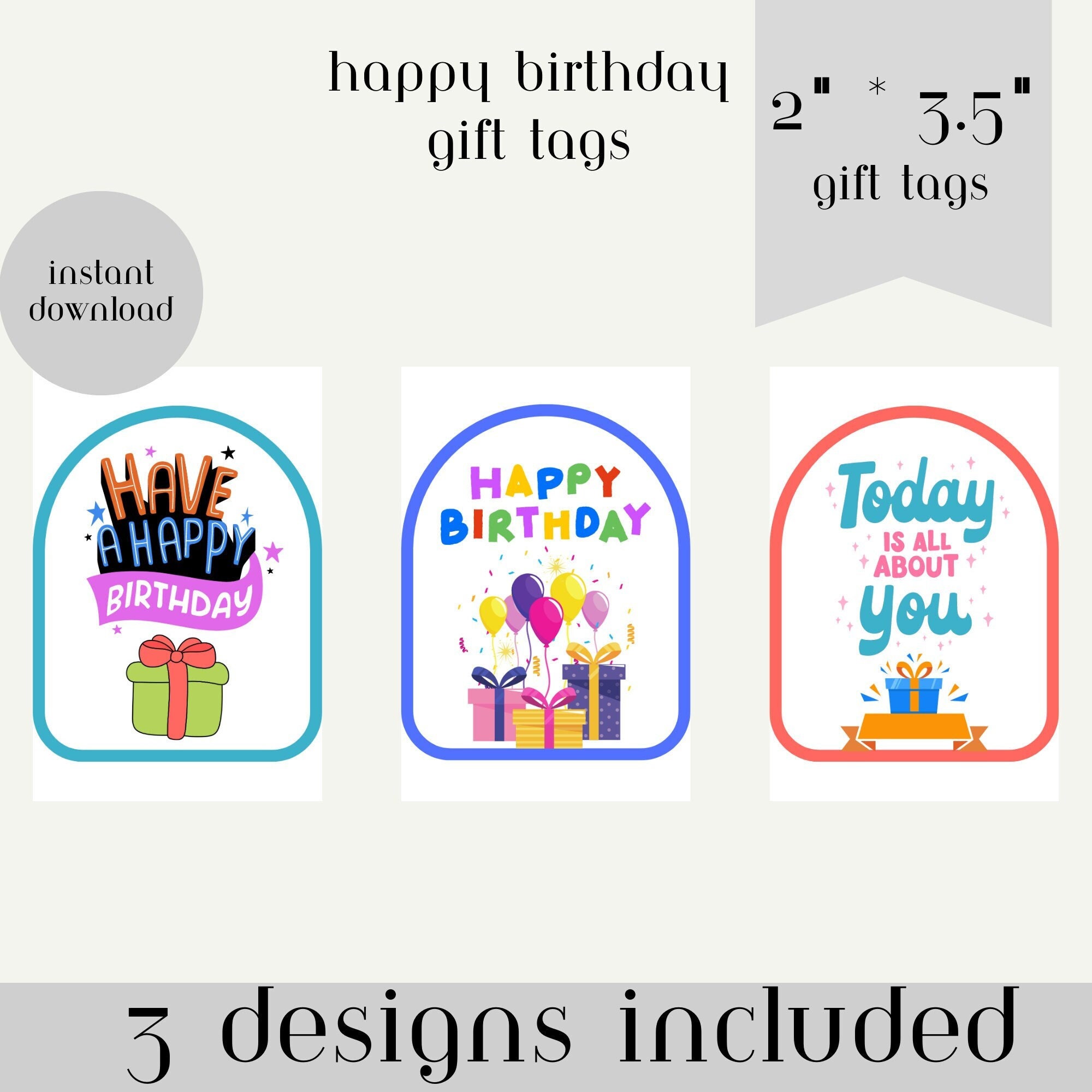 Happy Birthday Gift Tags, Celebrate in Style, Printable Gift Tags ...