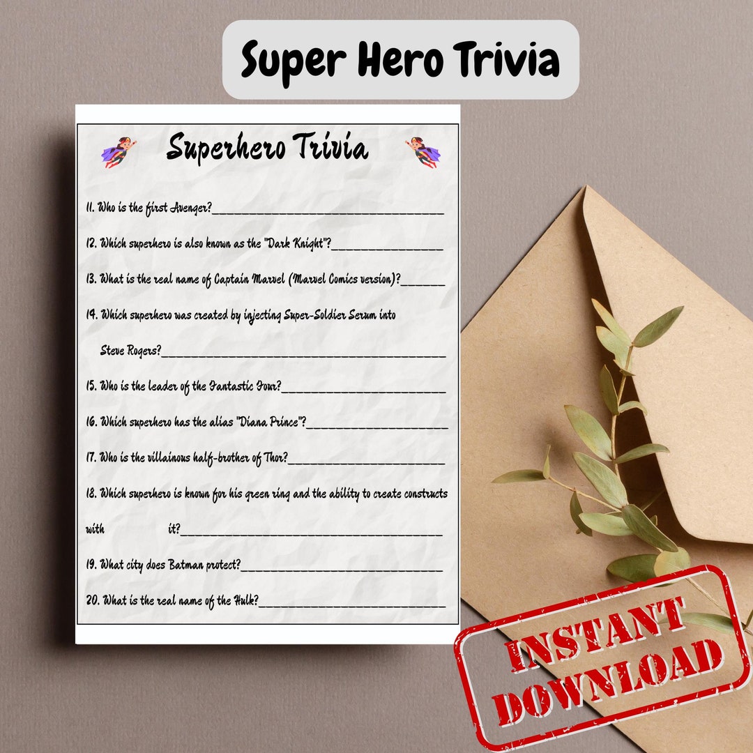 Superhero Trivia Game, Fun Superhero Trivia Challenge, Superhero Quiz ...