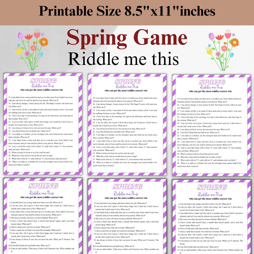 Spring Riddle Me This Game, Printable Spring Riddle Me This Game ...