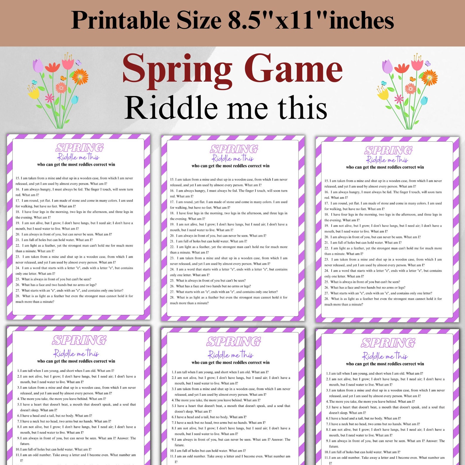 Spring Riddle Me This Game, Printable Spring Riddle Me This Game ...