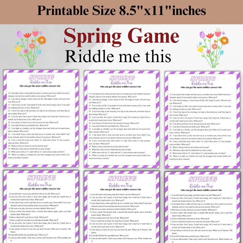 Spring Riddle Me This Game, Printable Spring Riddle Me This Game ...