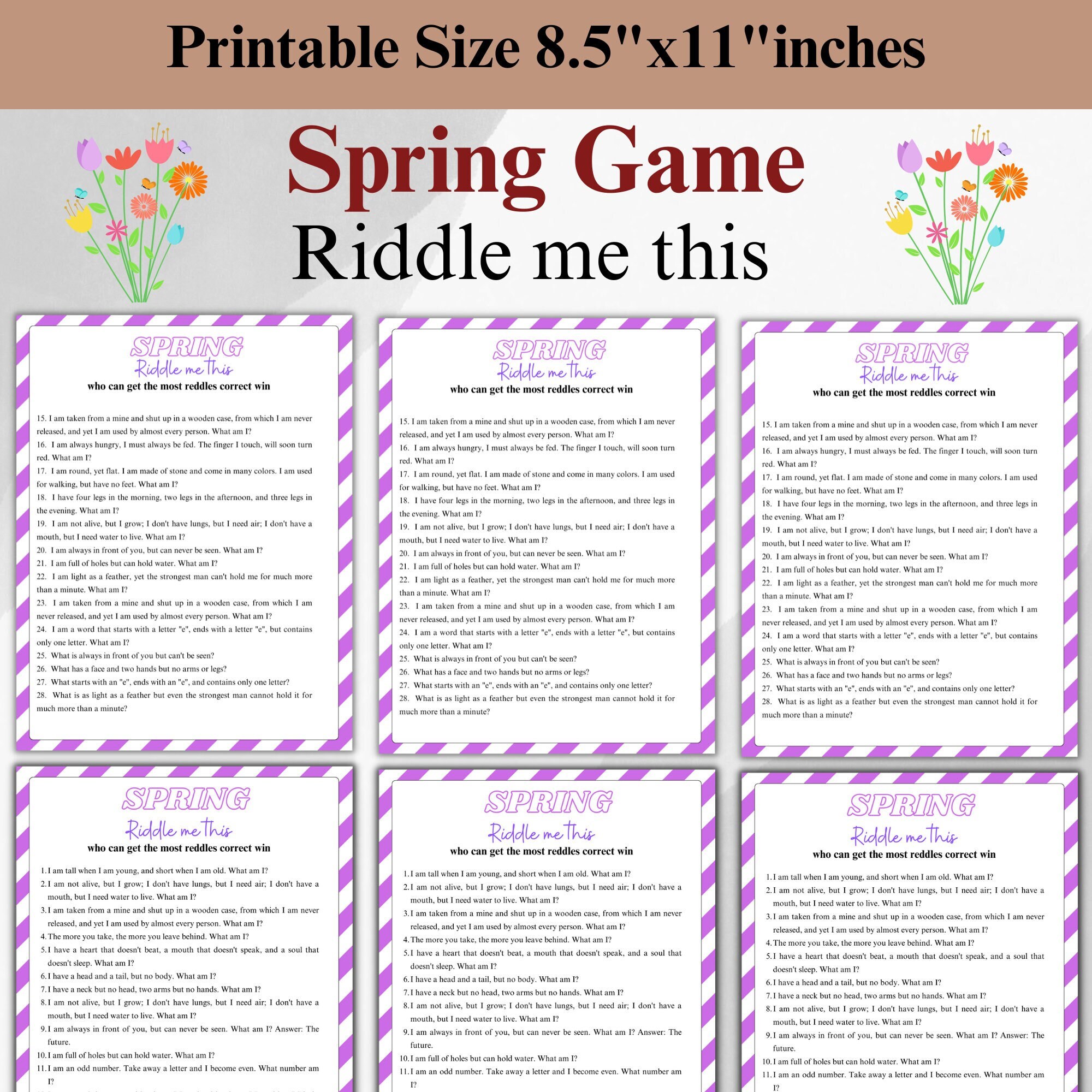 Spring Riddle Me This Game, Printable Spring Riddle Me This Game ...
