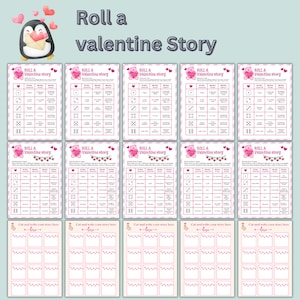 Printable Valentine Game | Valentine Roll a Story | Valentine Printable ...