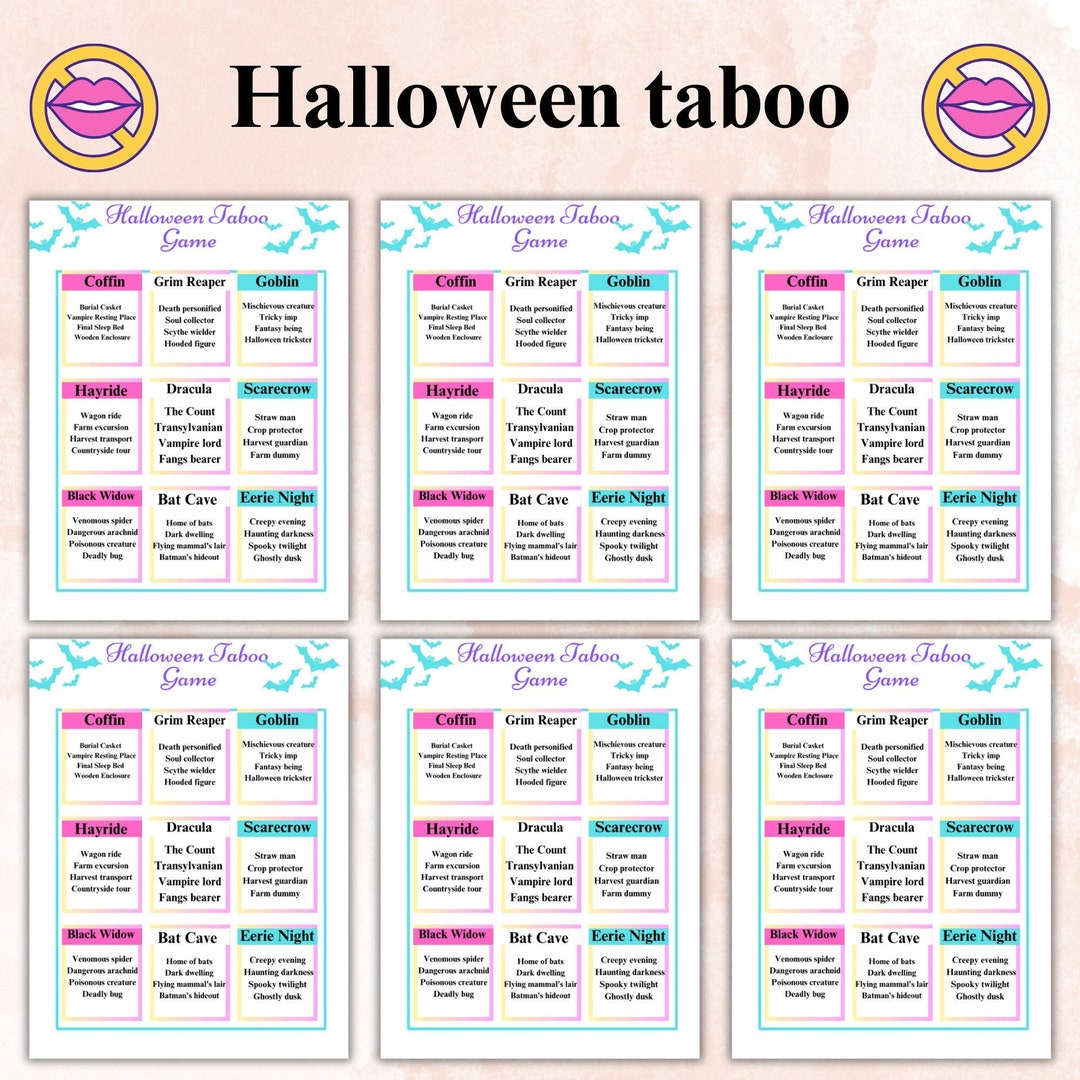 Halloween Taboo Game Printable | Fun Halloween Party Game | Taboo Game ...