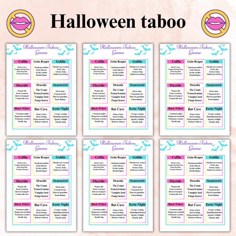 Halloween Taboo Game Printable | Fun Halloween Party Game | Taboo Game ...