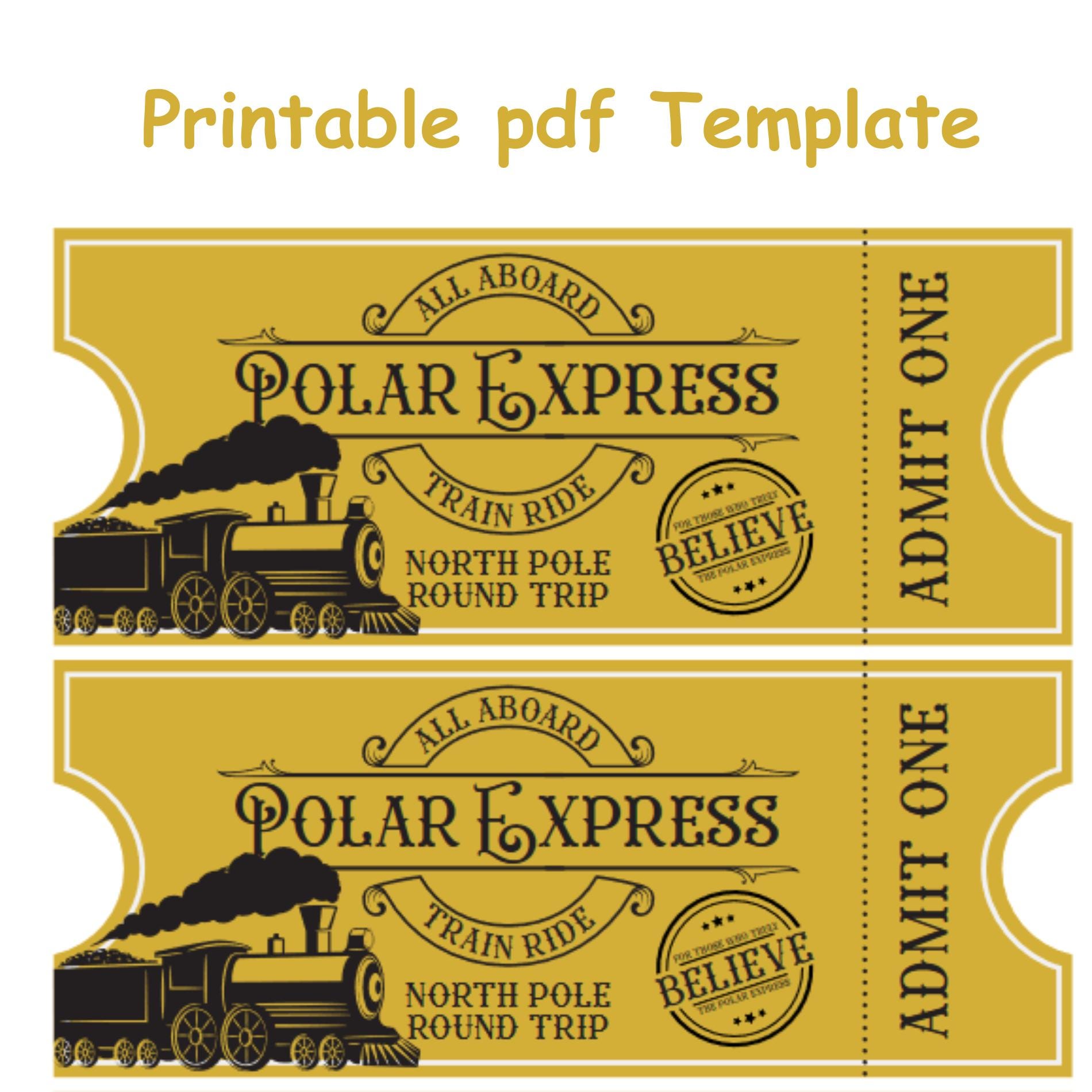Personalized Printable Polar Express Train Ticket, the Polar Express ...