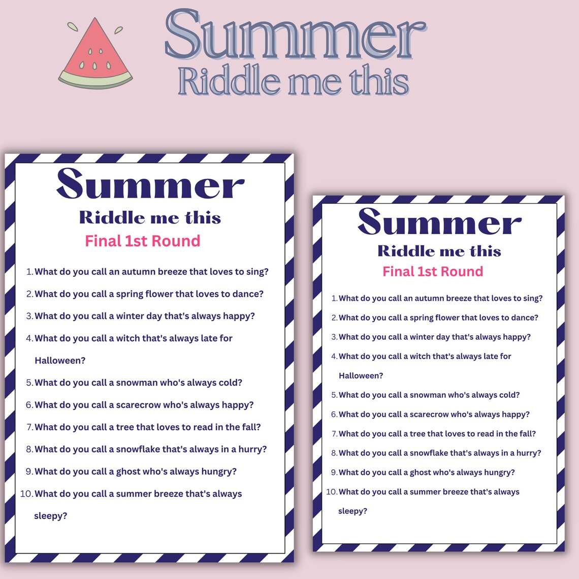 SUMMER RIDDLE ME Game | Summer Game for Adult | Activity | Printable ...