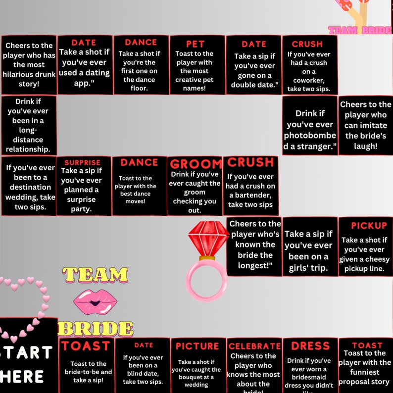 Bachelorette Party Board Game – Fun Printable Bridal Shower Game ...