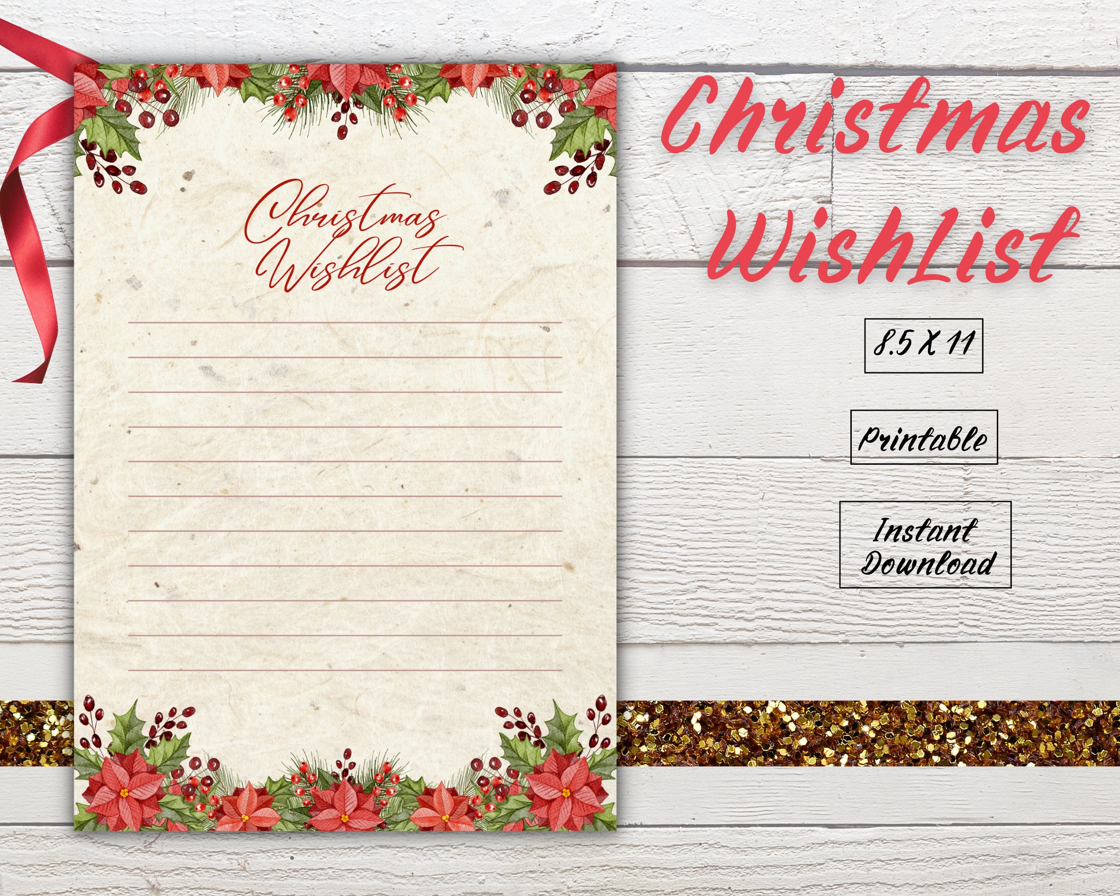 Printable Christmas Wish List,3 Designs.printable Christmaswish List ...