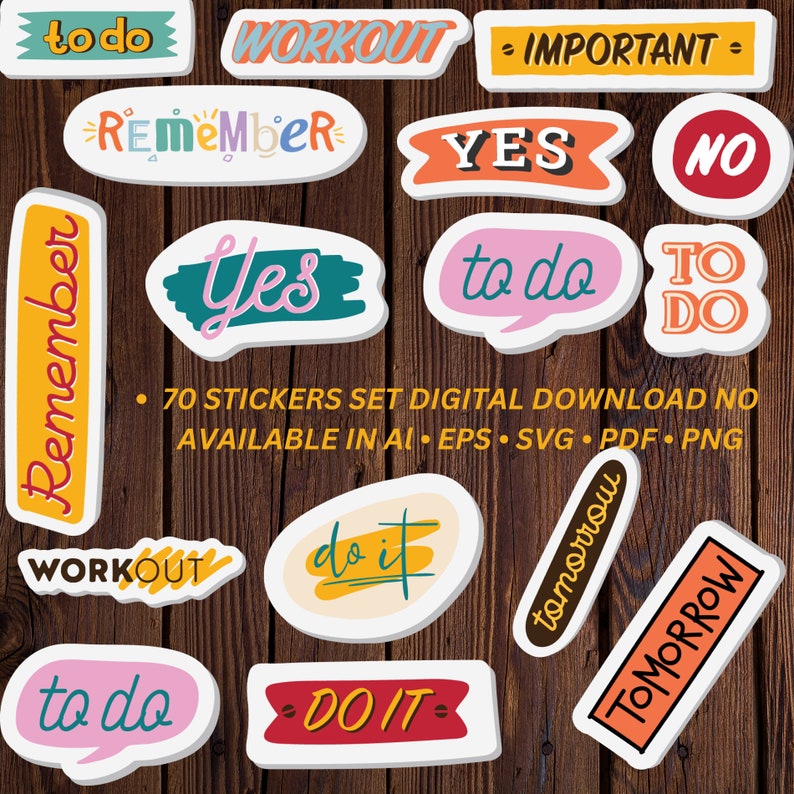 A Set of 70 Planner Stickers / Printable Sticker / Planner Sticker Set ...