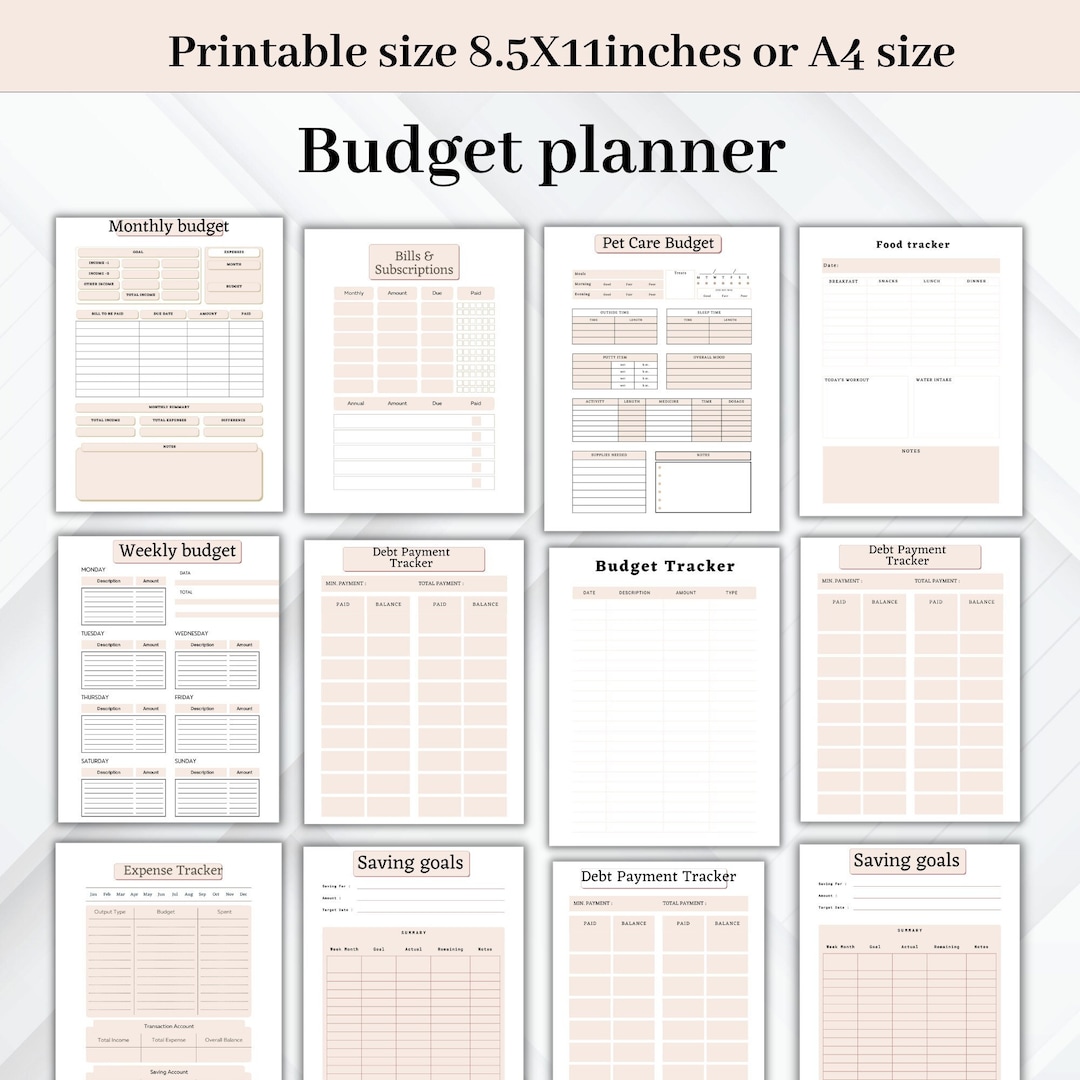 Printable Budget Planner Kit | Financial Organizer | Budget Tracker ...