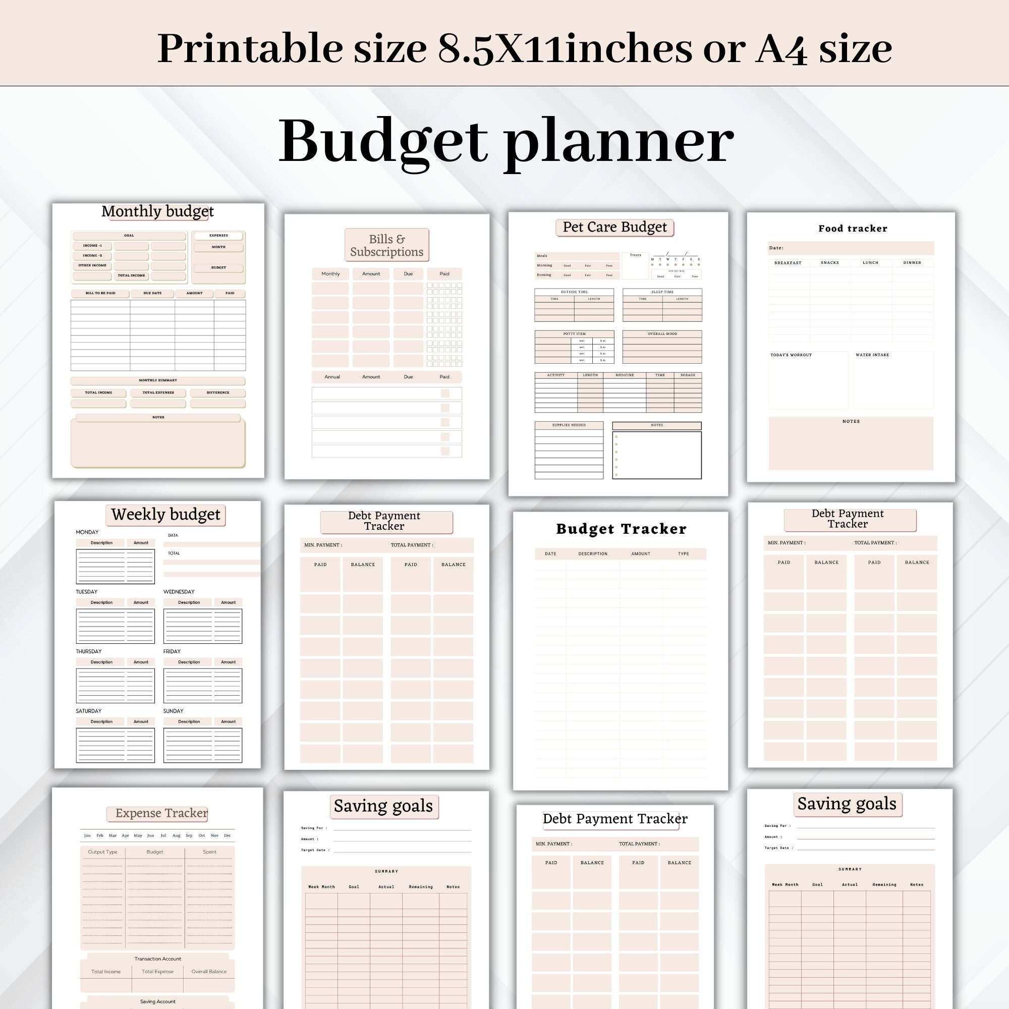 Printable Budget Planner Kit | Financial Organizer | Budget Tracker ...
