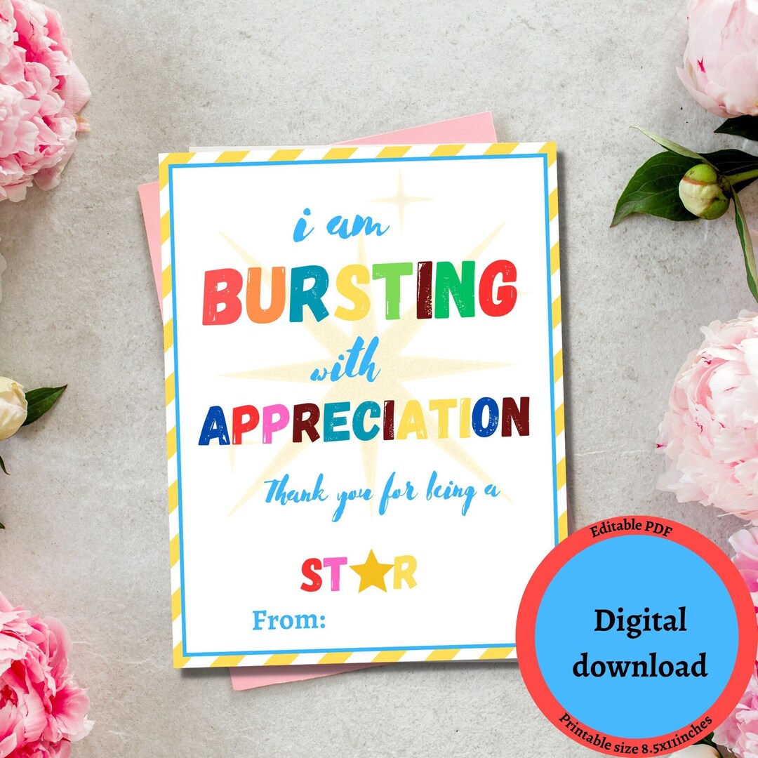 Starburst Teacher Appreciation Tags Printable • Teacher Gift Tags ...