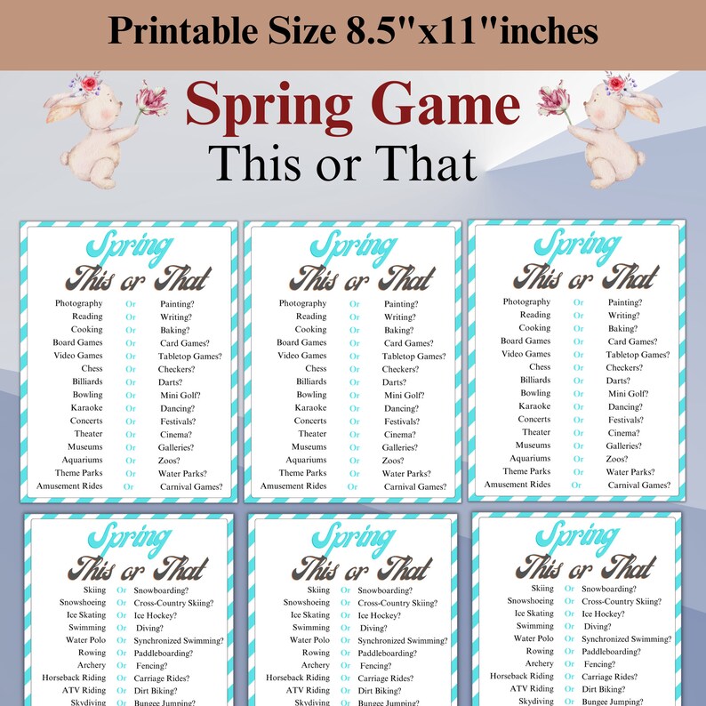 Spring "this or That" Game, Printable Spring "this or That" Game ...