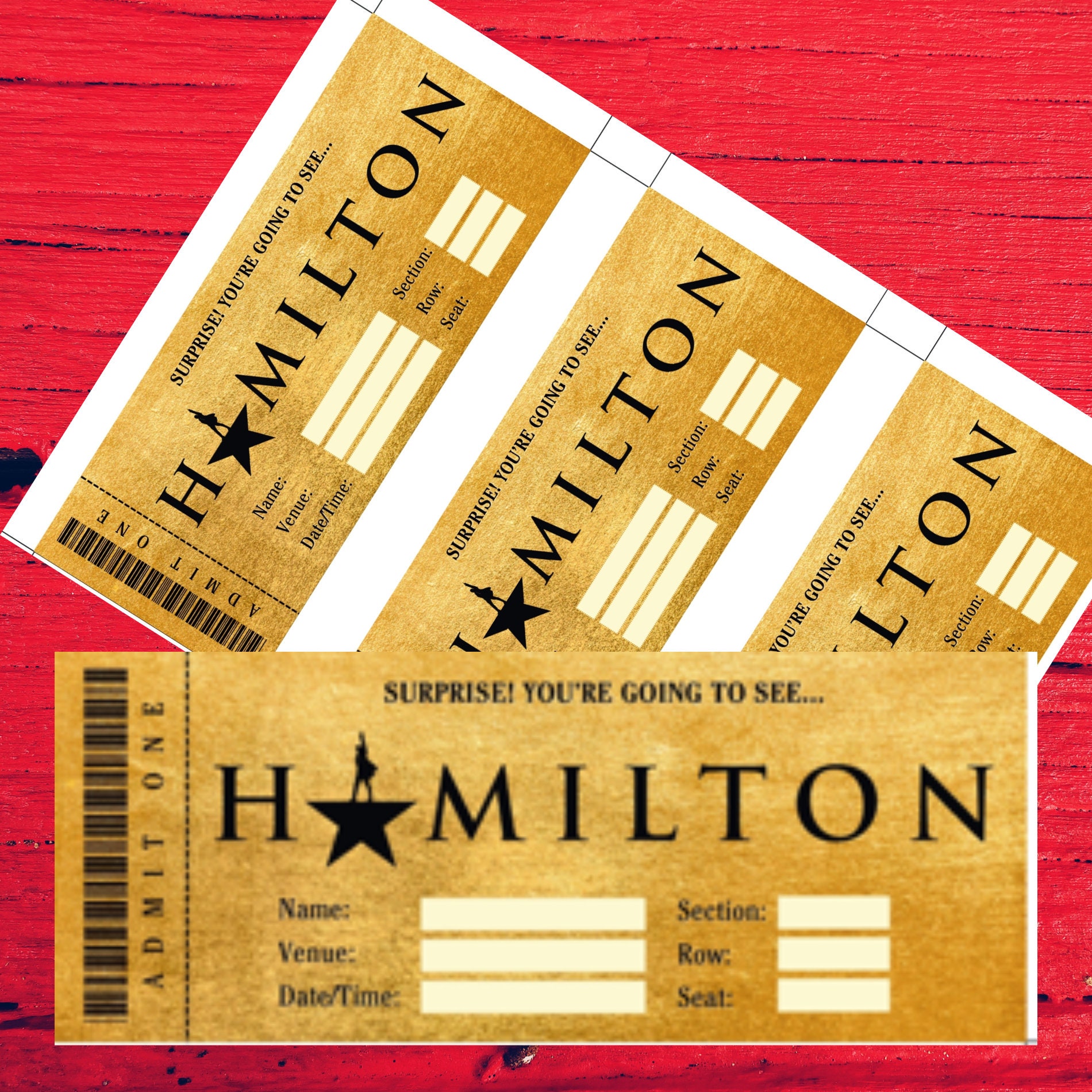 Printable Hamilton Surprise Ticket | Broadway Event Keepsake (PDF) - Etsy