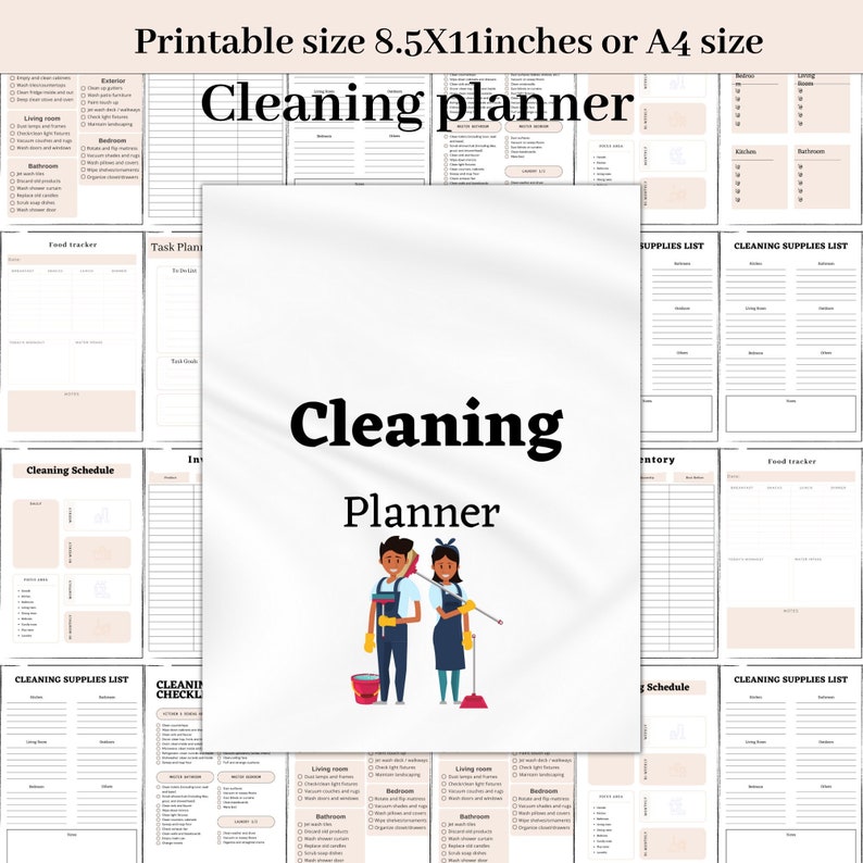 Printable Cleaning Planner House Cleaning Checklist - Etsy