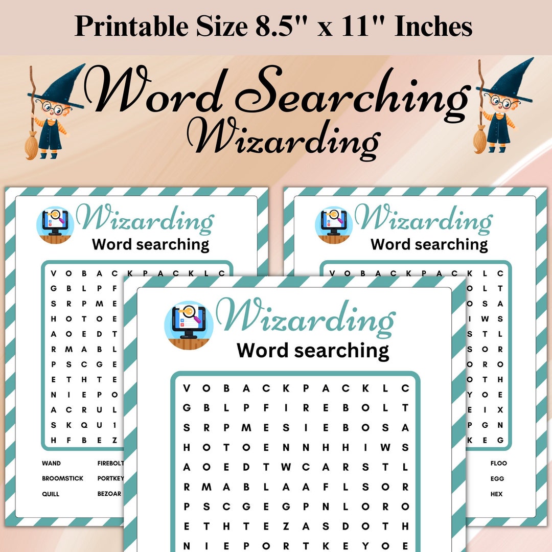 Wizard Word Search, Find Magical Words, Printable Wizard Words Search, Instant Download, Word ...