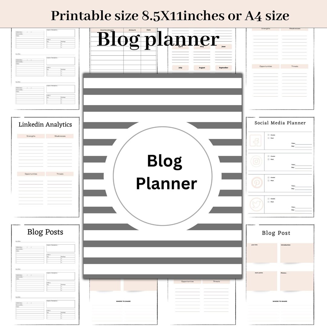 Printable Blog Planner | Blog Planner PDF | Digital Blogging Planner ...