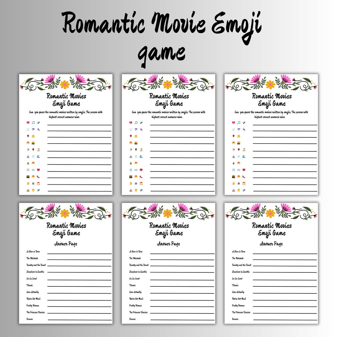 Romantic Movie Emoji Game - Fun Date Night Activity, Romantic Movies ...