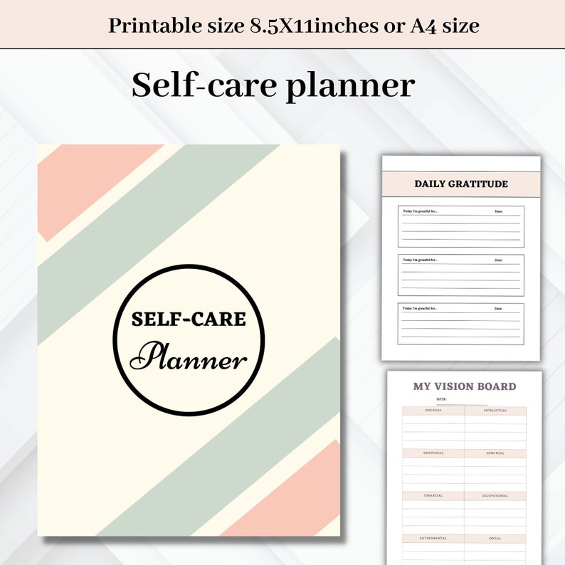 Printable Self-care Planner | Wellness Journal & Mood Tracker (digital ...