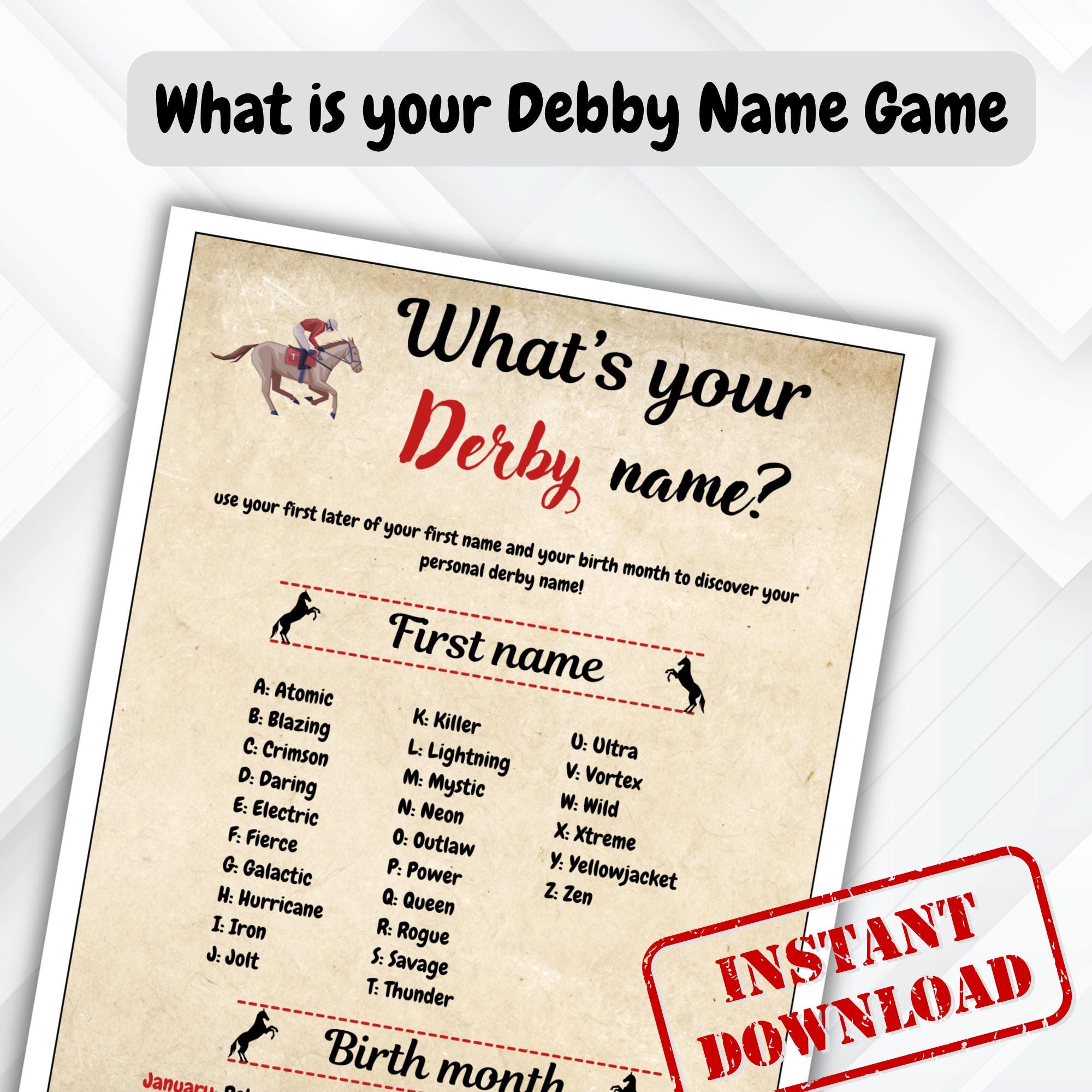 What's Your Derby Name, Kentucky Derby Game, Funny Kentucky Derby Name ...