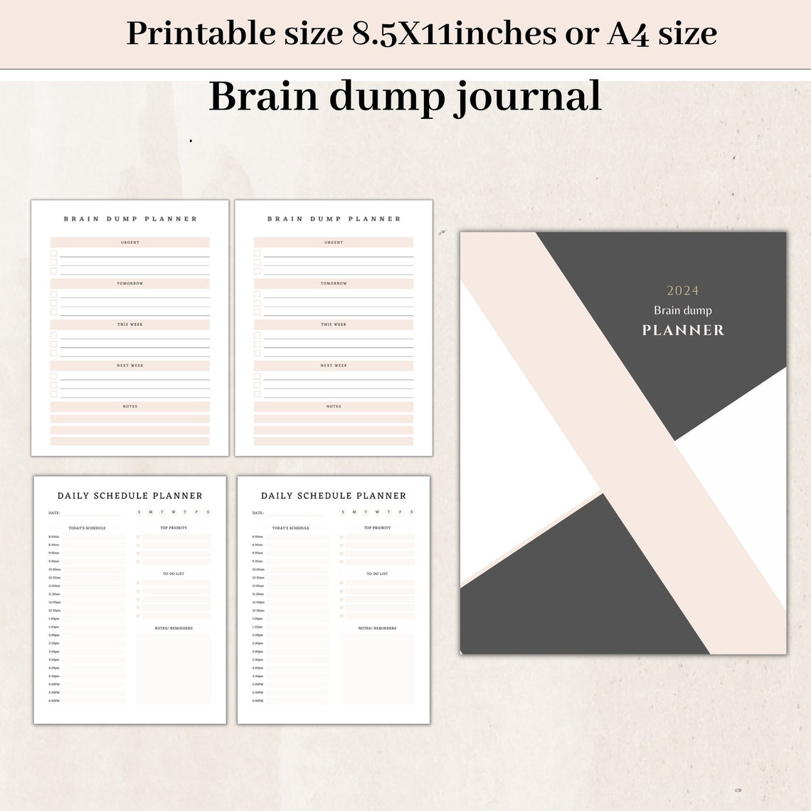 Printable Brain Dump Journal | Brain Dump Journal | A4, US Letter ...