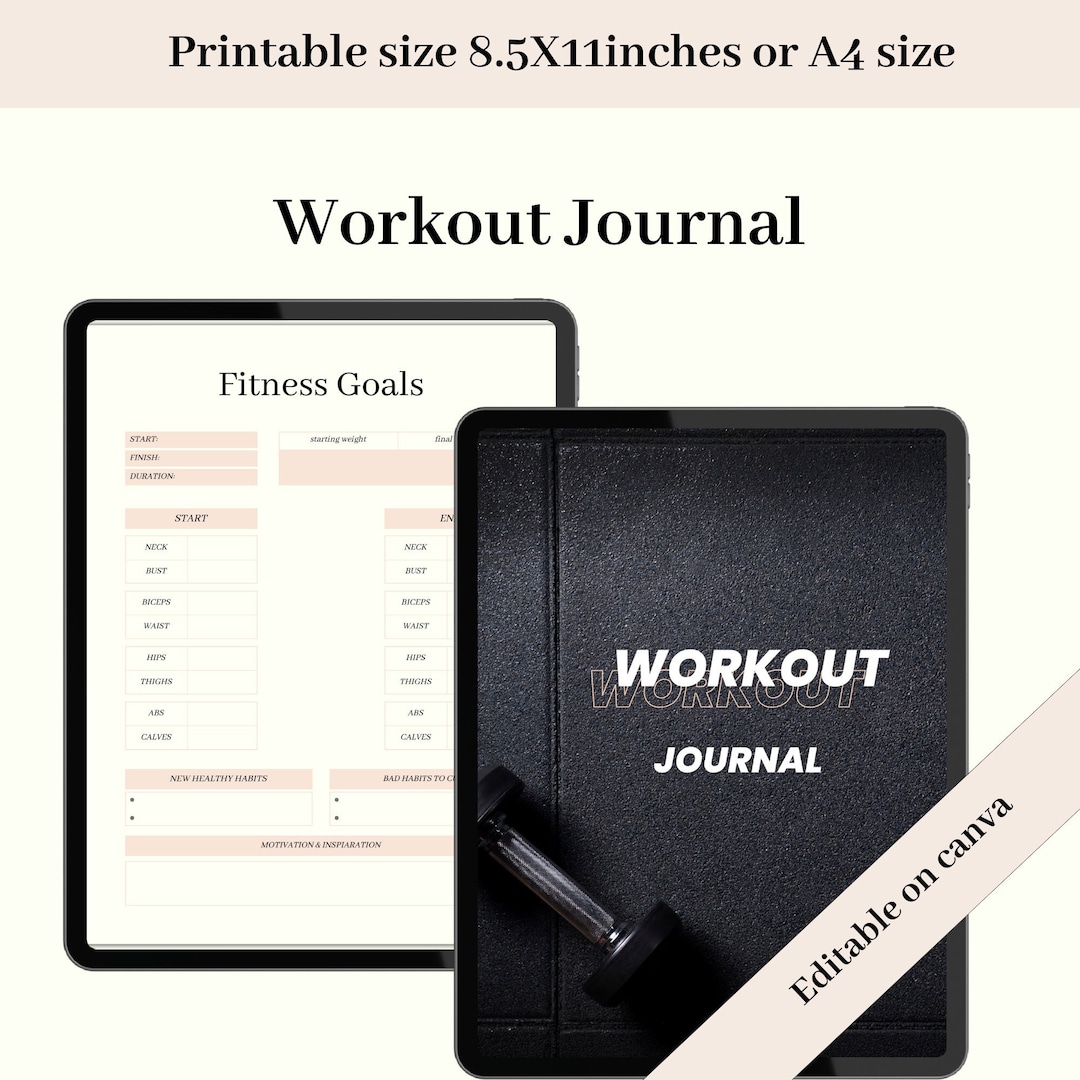 Printable Workout Journal | Fitness Planner, Exercise Tracker, Gym ...